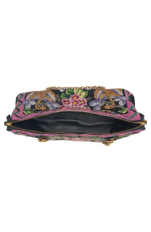 Valentino Garavani Panthea Medium Embroidered Silk & Leather Shoulder Bag