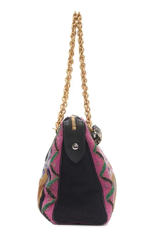 Valentino Garavani Panthea Medium Embroidered Silk & Leather Shoulder Bag