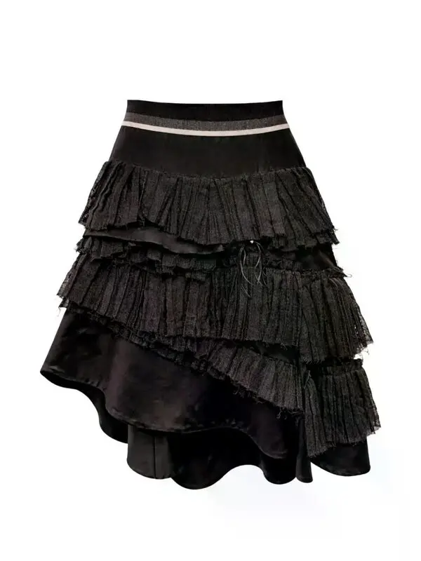 NARCISS Asymmetric Layered Ruffle Midi Skirt