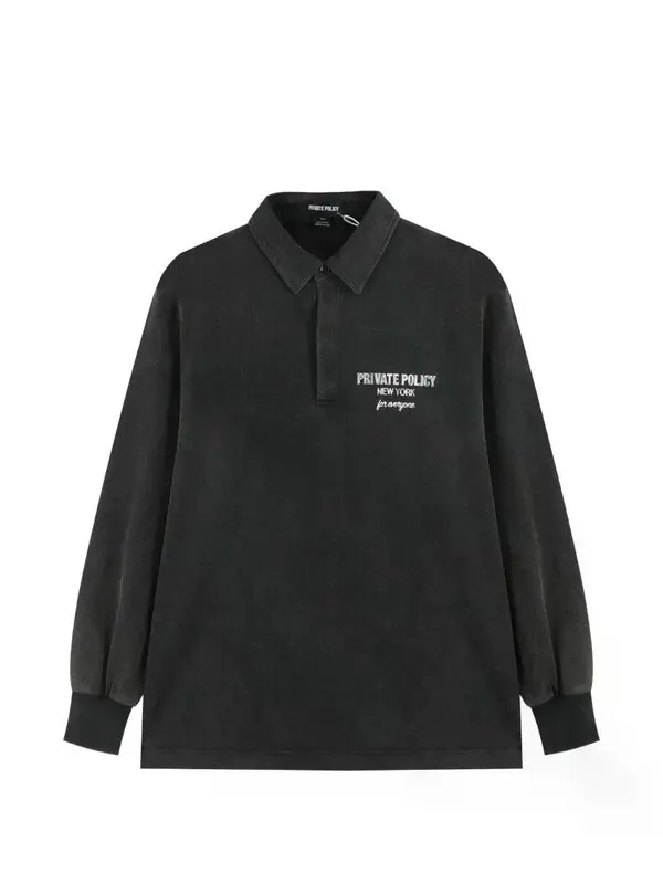 PRIVATE POLICY Washed Long-sleeve Polo Shirt