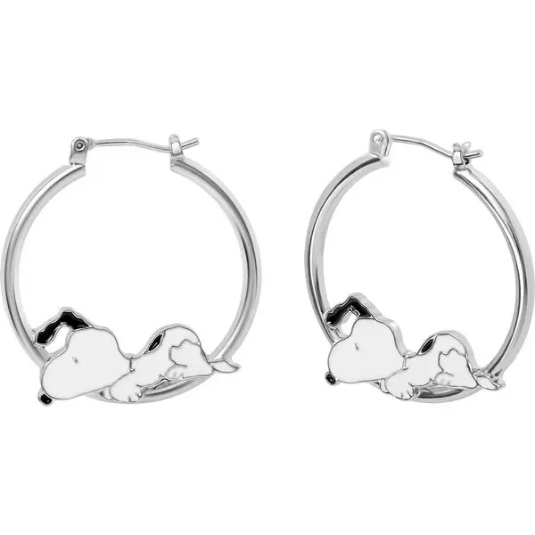 PEANUTS Snoopy Hoop Earrings For - Silver