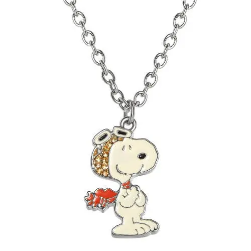 PEANUTS Flying Ace Snoopy Necklace For Official License - Silver