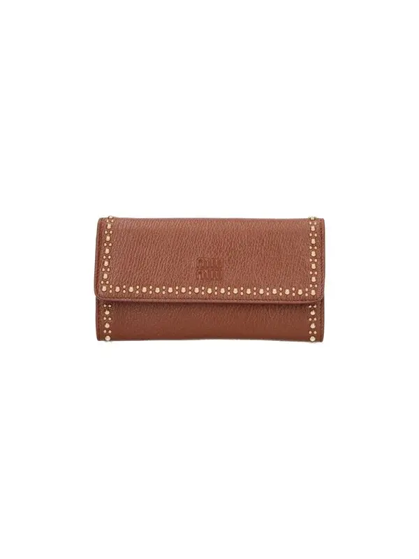 Miu Miu Crossbody Leather Wallet - Brown