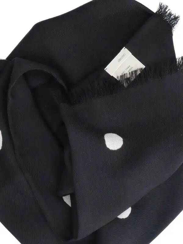 Destin Thin Polka Dot Scarf - Black