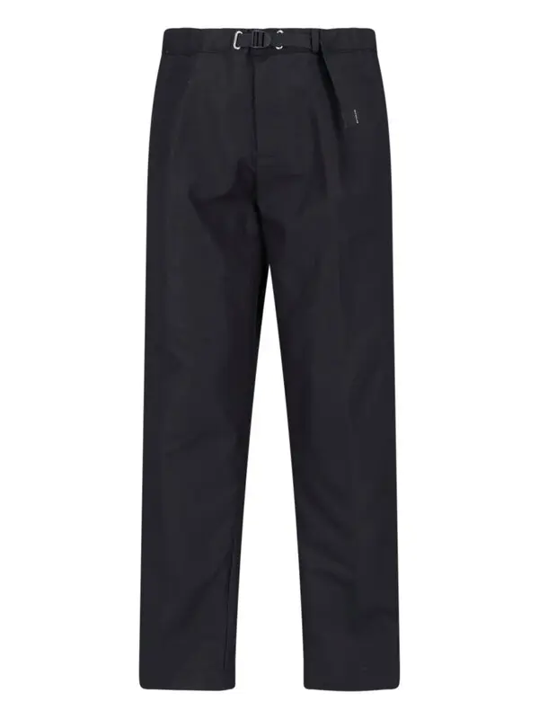WHITE SAND Straight-leg Belted Trousers - Black