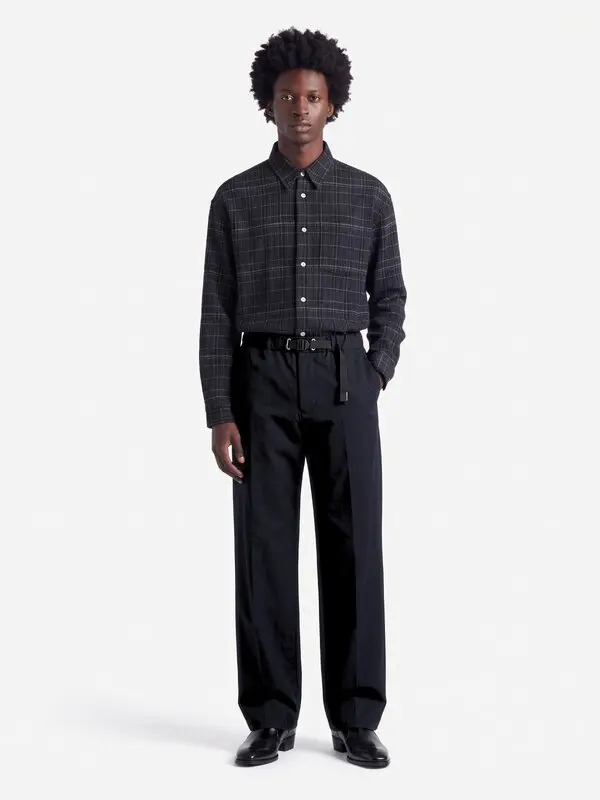 WHITE SAND Straight-leg Belted Trousers - Black