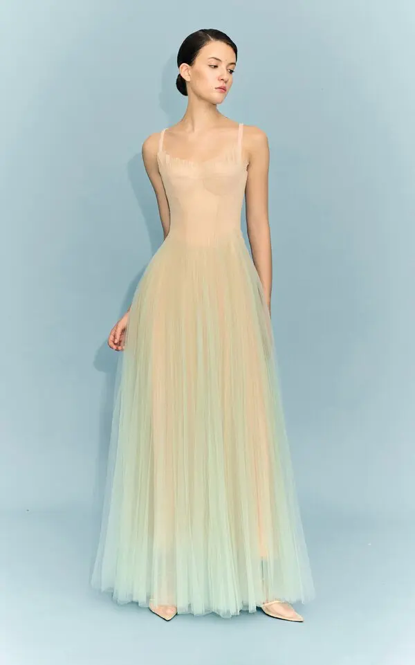 MONTSAND Corset Tulle Maxi Dress