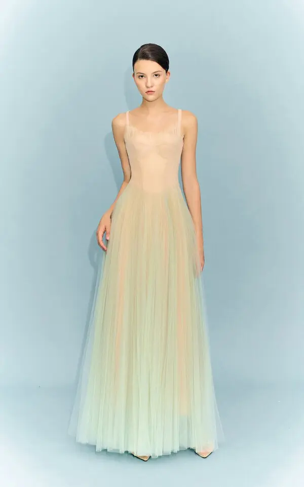 MONTSAND Corset Tulle Maxi Dress