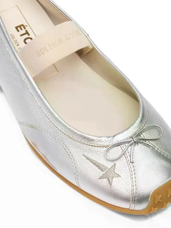 GOLDEN GOOSE Toile Embroidered Leather Sneakers