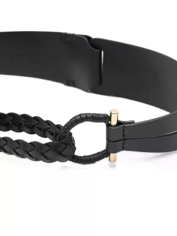 FERRAGAMO Braided Leather Belt - Black