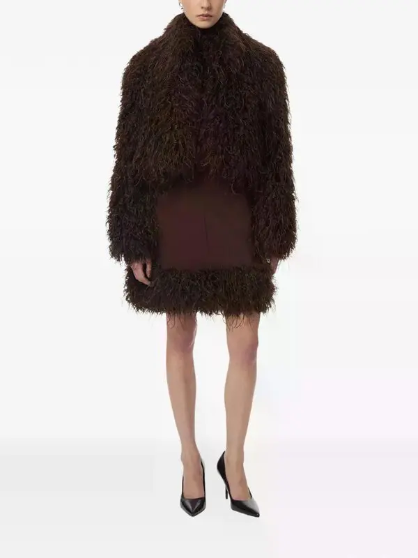Apparis Faux-fur Cropped Coat - Brown