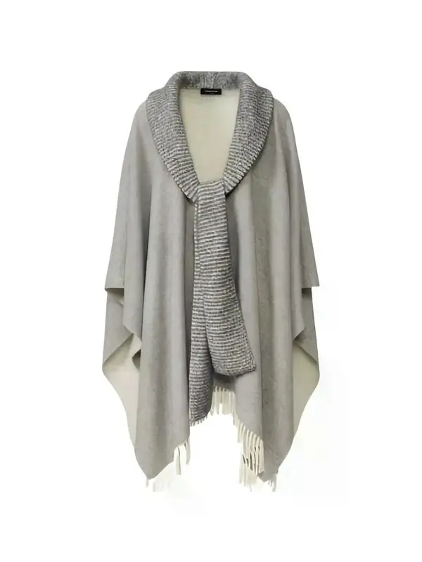 Fabiana Filippi Sequin-embellished Shawl-collar Wool Cape - Grey