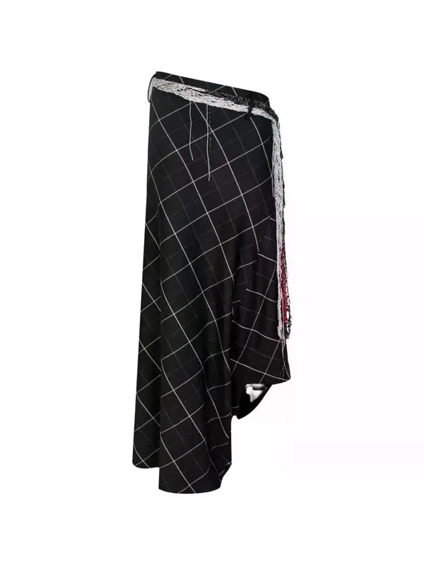 SAHAR JABERIAN Asymmetric-wrap Check-print Trousers