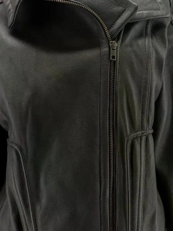Vince Belted Leather Jacket - Black
