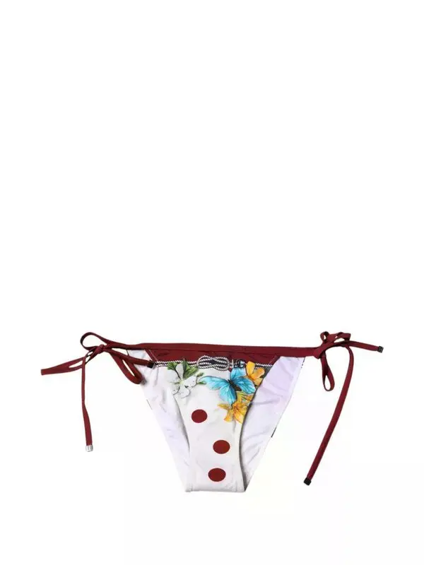 Dolce & Gabbana Floral-print Polka-dot Bikini Bottoms