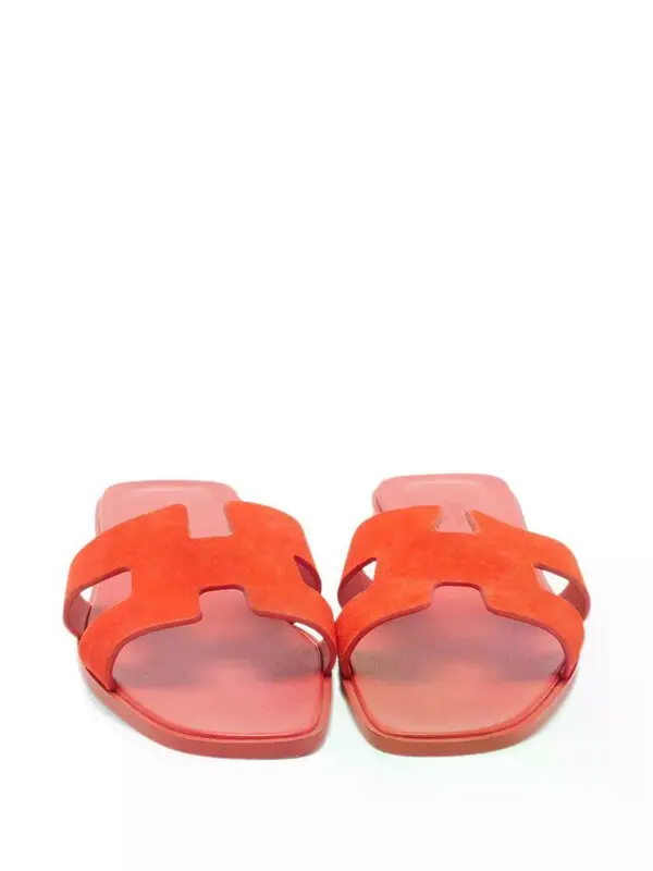 Hermès Oran Suede Slides - Orange