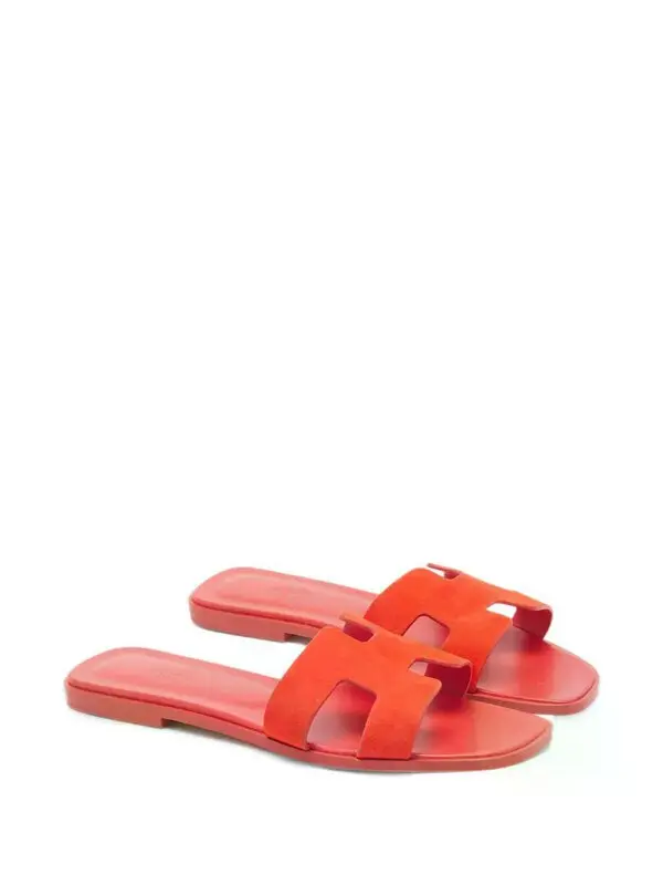 Hermès Oran Suede Slides - Orange