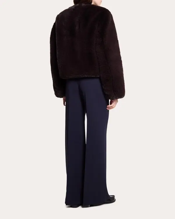 Theory Faux Fur V-neck Crop Jacket - Brown