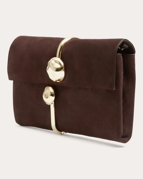Simkhai Amaya Nubuck Leather Clutch - Brown