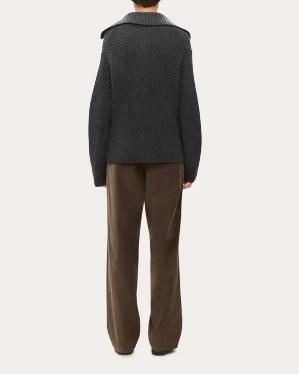 Theory Ribbed Wool Cashmere Half-zip Sweater