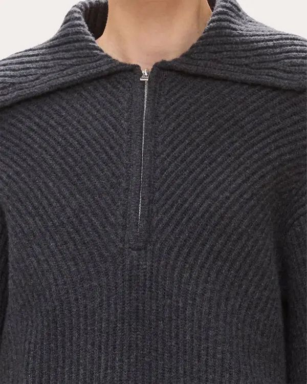 Theory Ribbed Wool Cashmere Half-zip Sweater