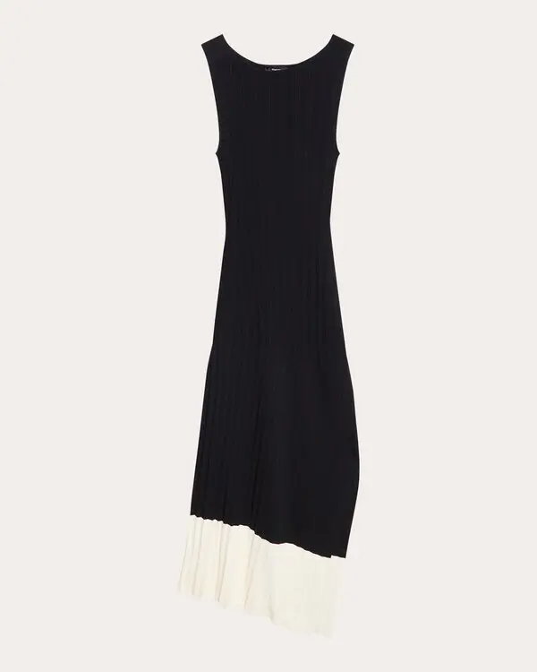 Theory Rib Knit Asymmetric Boatneck Midi Dress