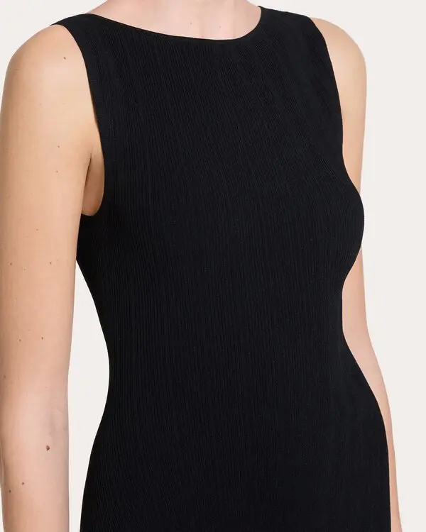Theory Rib Knit Asymmetric Boatneck Midi Dress