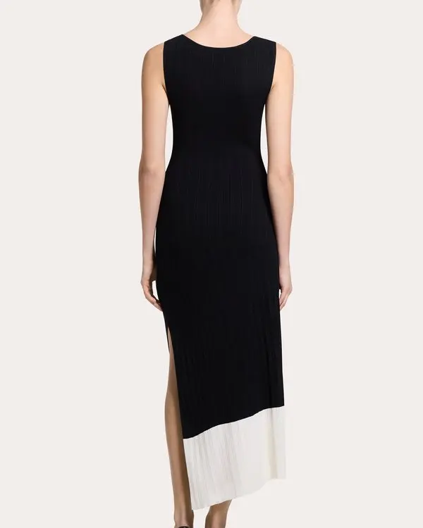 Theory Rib Knit Asymmetric Boatneck Midi Dress