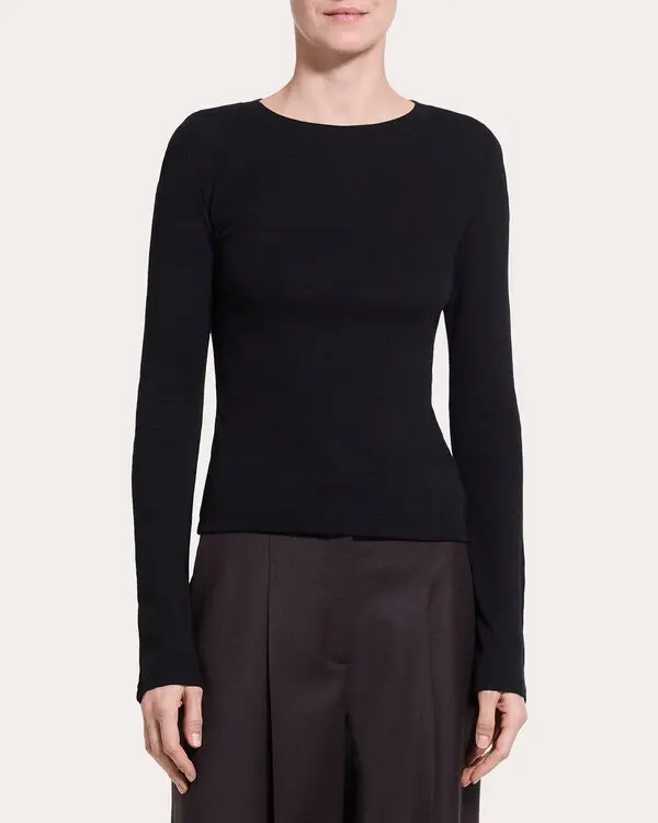 Theory Cotton Modal Slim Long-sleeve Top - Black
