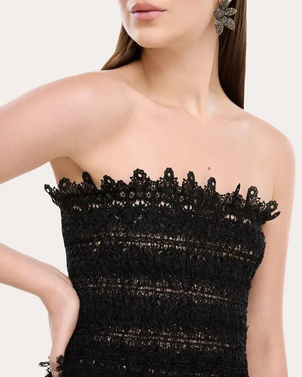 Waimari Vallarta Floral Lace Strapless Mini Dress