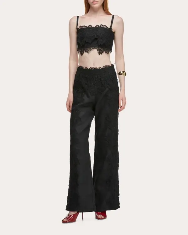 Waimari Amanecer Floral Lace Linen Bandeau Top