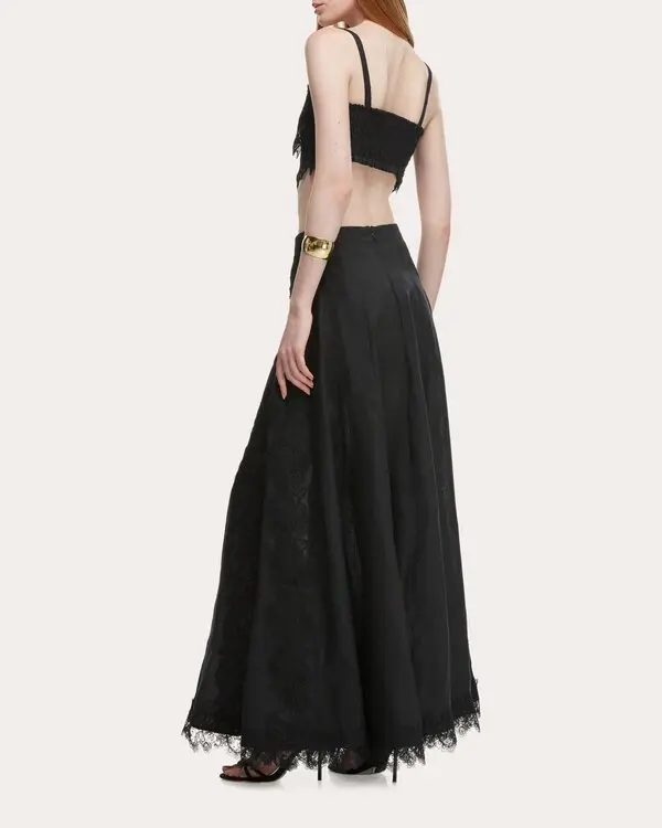 Waimari Amanecer Floral Lace Linen Bandeau Top