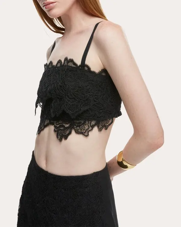 Waimari Amanecer Floral Lace Linen Bandeau Top
