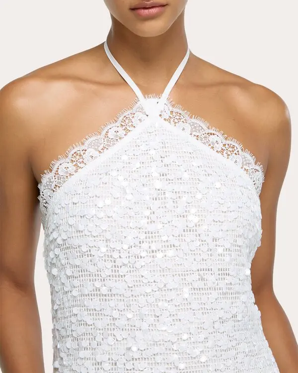 Waimari Blair Sequin Mesh Halter Maxi Dress