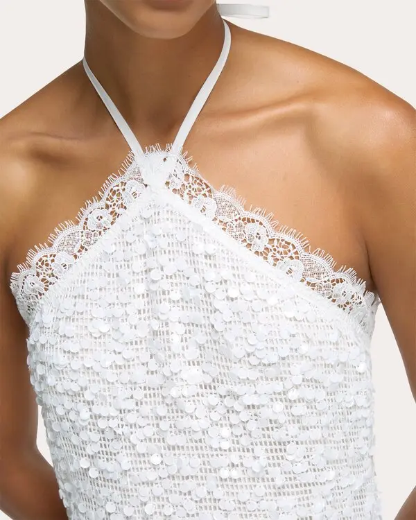 Waimari Blair Sequin Mesh Halter Maxi Dress