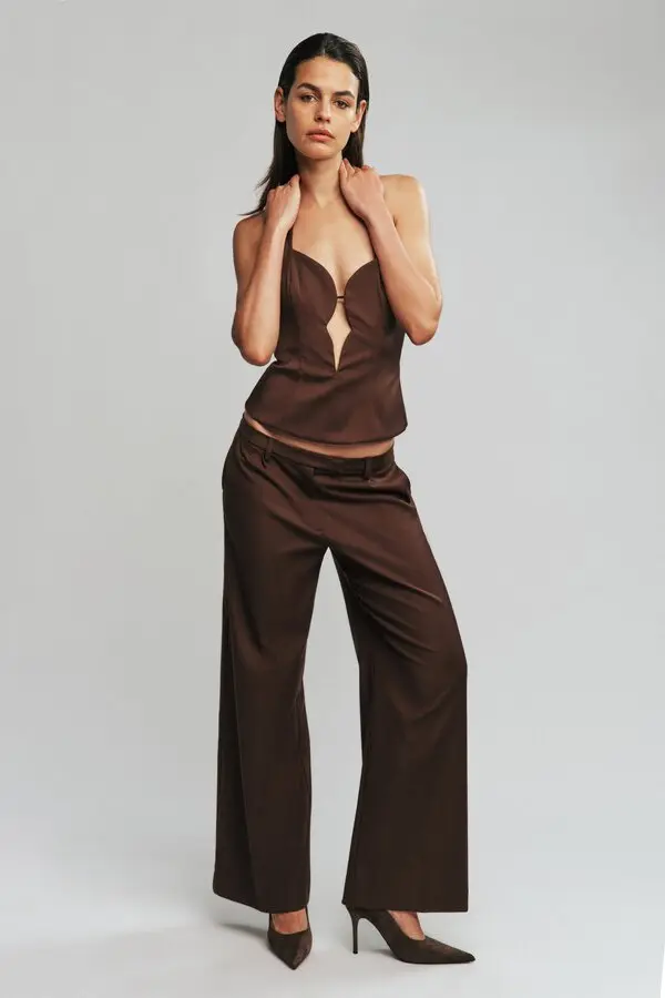 Bardot Julius Low Rise Pant - Dark Choco