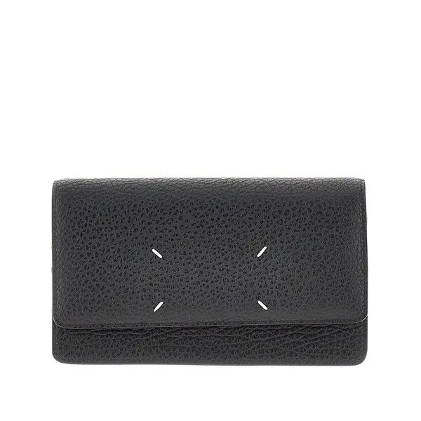 MAISON MARGIELA Four Stitches' Leather Clutch With Chain - Black