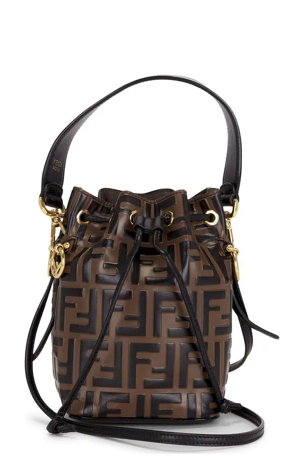 Fendi Vitello Liberty F Is Ff 1974 Mini Mon Tresor Bucket Bag - Brown