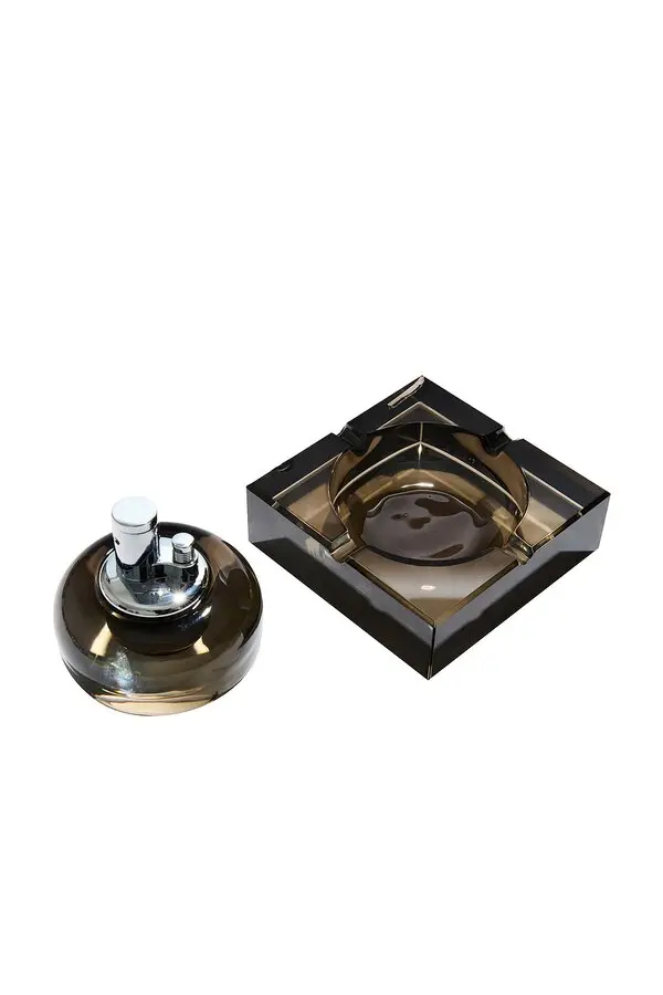 Edie Parker Glass Tabletop Lighter In Green - Espresso