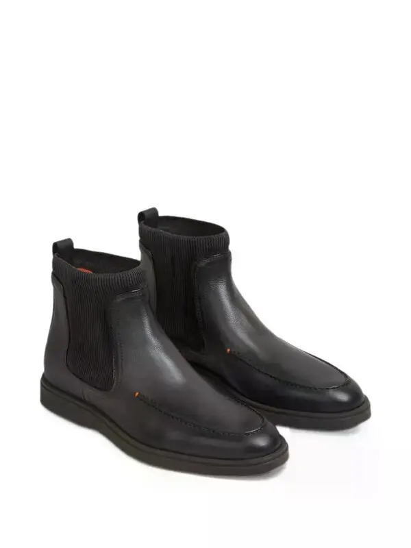 Santoni Ribbed-panel Leather Boots