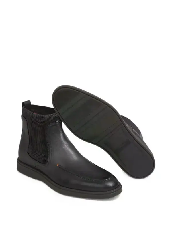 Santoni Ribbed-panel Leather Boots