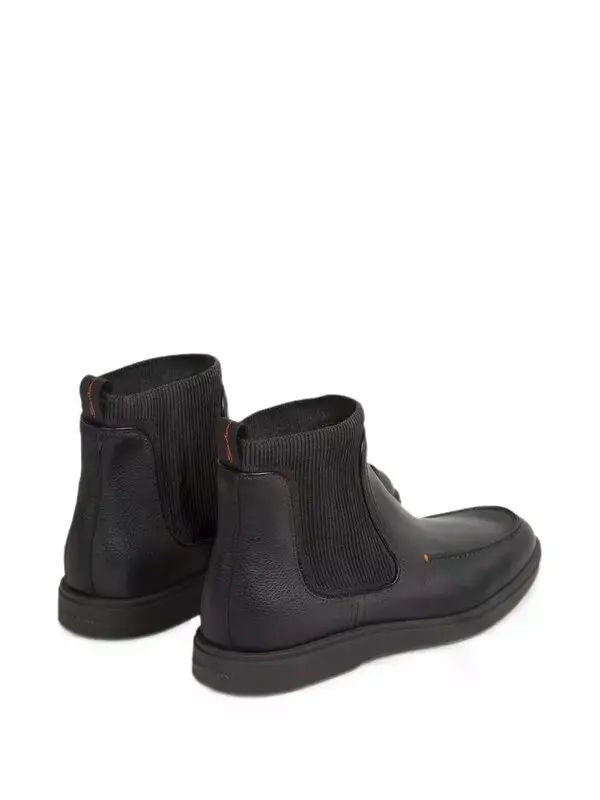 Santoni Ribbed-panel Leather Boots