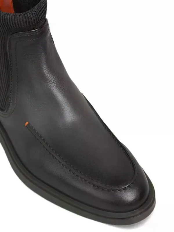 Santoni Ribbed-panel Leather Boots