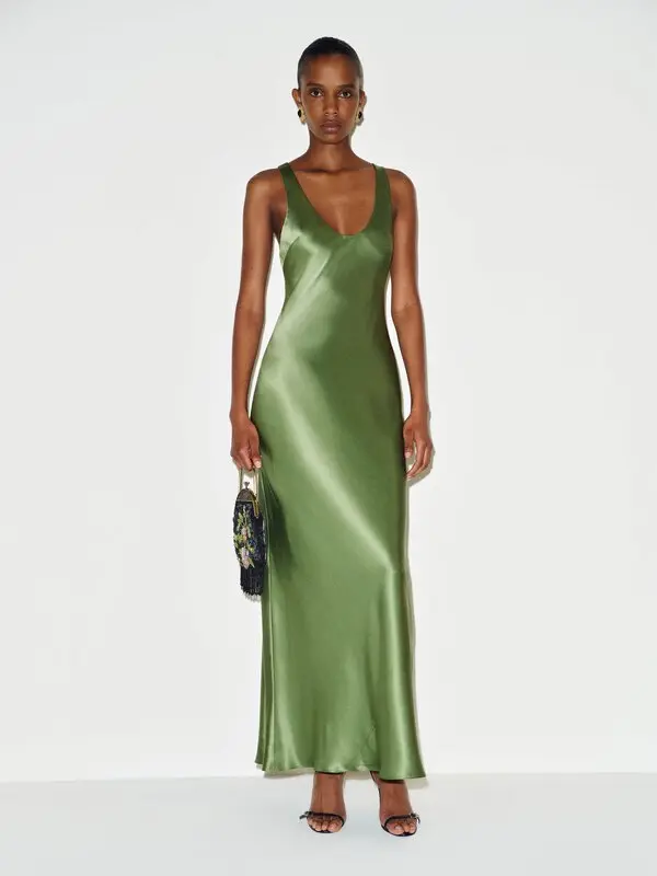 REFORMATION Justina Silk Dress Jade