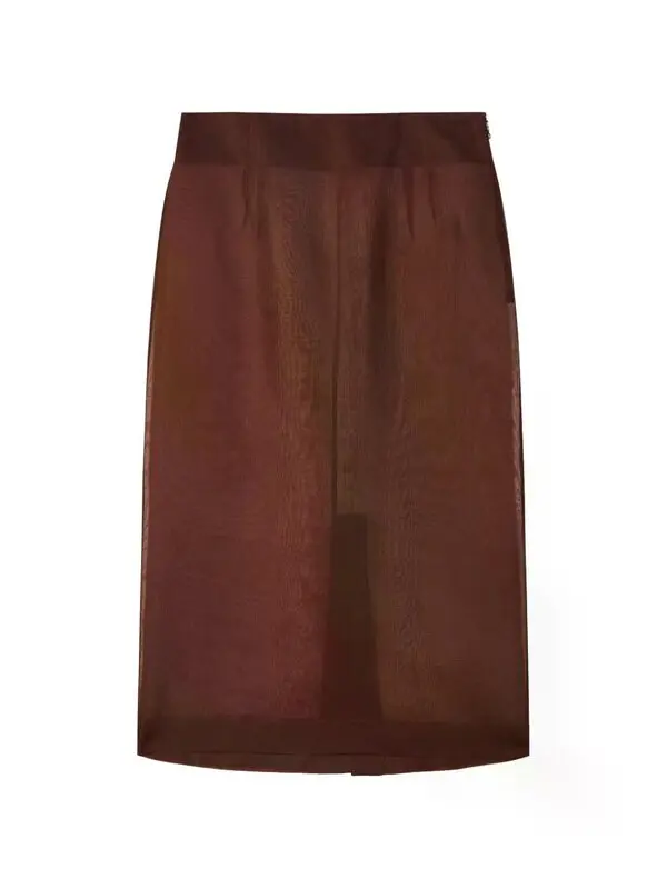 Patrizia Pepe Sheer Midi Skirt - Brown