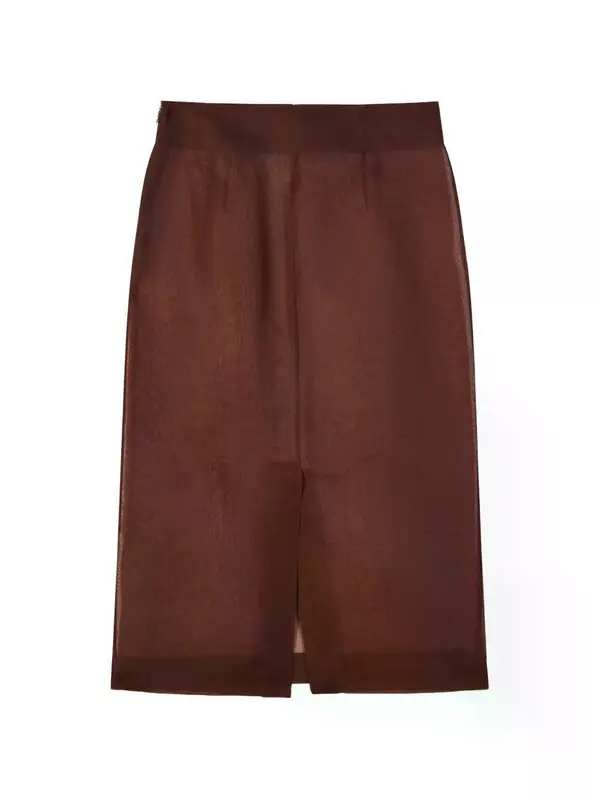Patrizia Pepe Sheer Midi Skirt - Brown