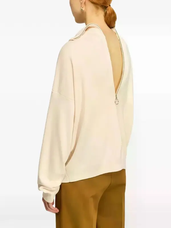 SEMICOUTURE Zip-back Foldover-collar Sweater