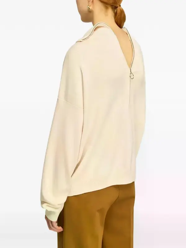SEMICOUTURE Zip-back Foldover-collar Sweater