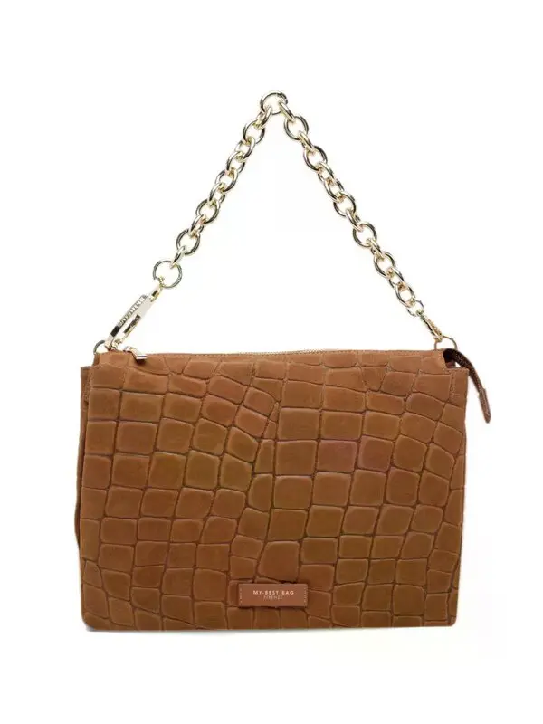 MY BEST BAG FIRENZE Reflex Croco Crocodile-effect Suede Shoulder Bag - Brown