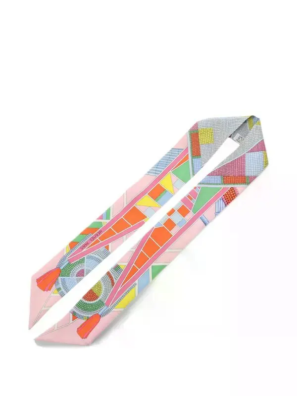 Hermès 2010s Twilly L'art Indien Des Plaines Ribbon Scarf